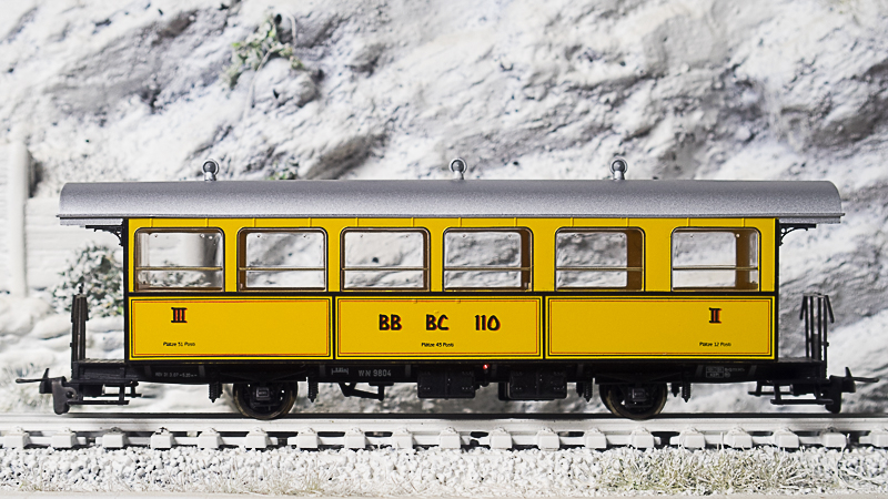 BEMO 3233 160 - RhB BC 110 Personenwagen 2-achsig 2./3. Klasse, gelb ...