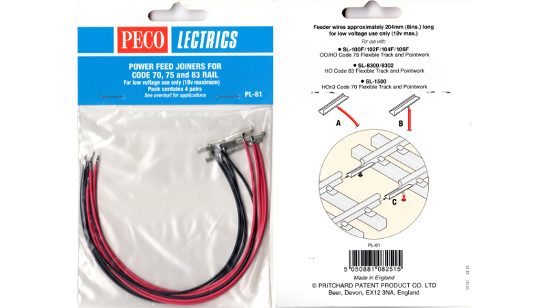 PECO PL-81 - Gleis Code 75 Metallschienenverbinder mit Anschlusskabel ...
