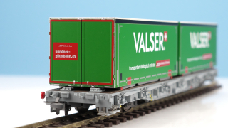 BEMO 2291 175 - RhB R-w 8385 ACTS-Tragwagen mit Klapprungen 4-achsig ...