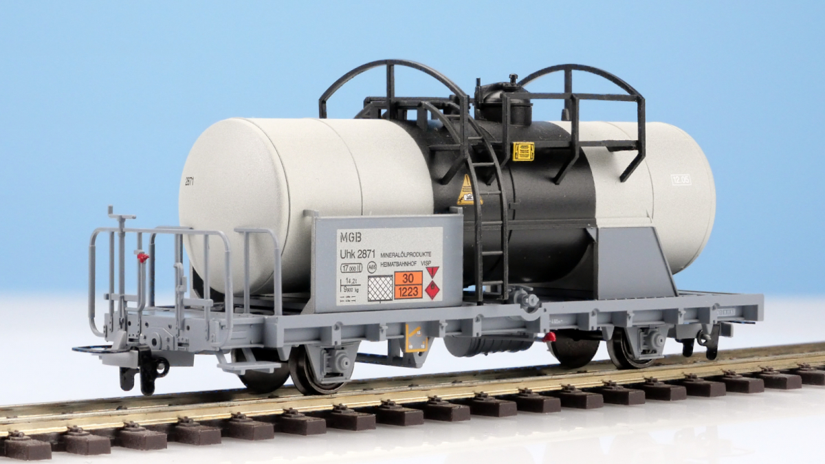 BEMO 2296 551 - MGB Uhk 2871 Kesselwagen 2-achsig, silber verwittert , 71,90