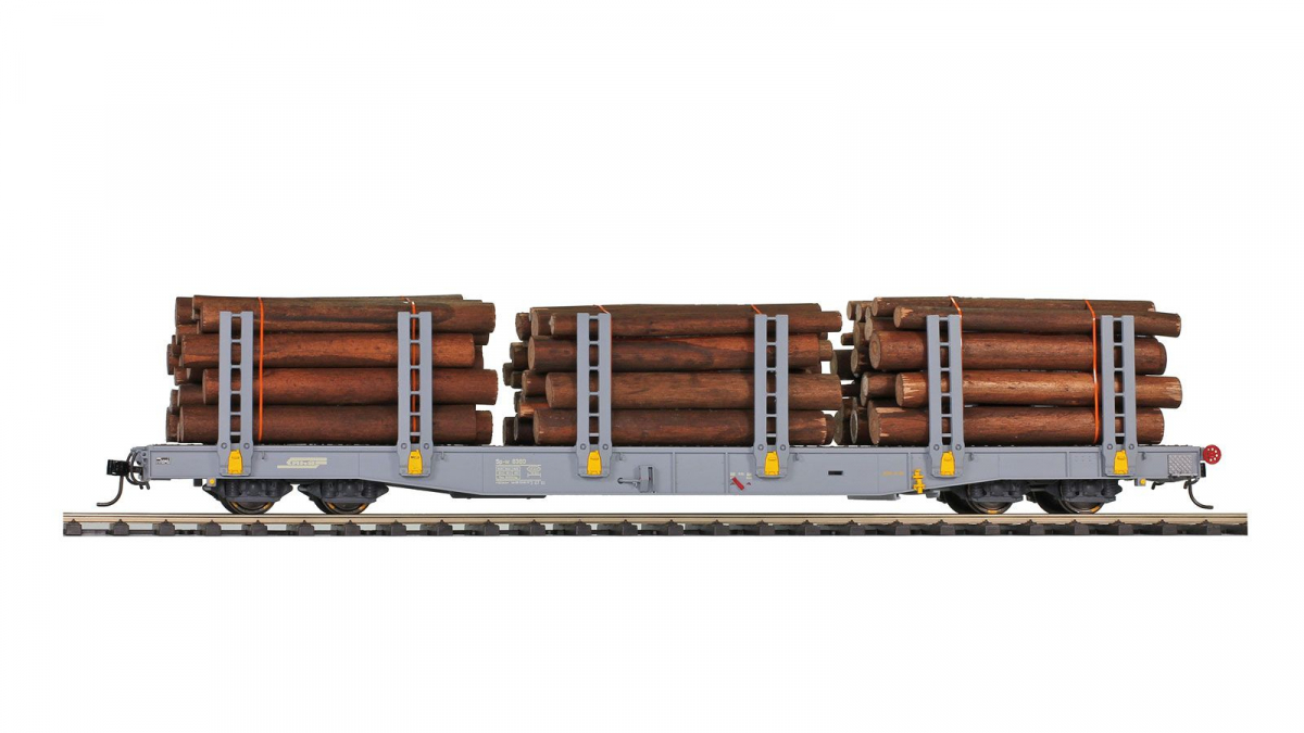 BEMO 9481 120 0m - RhB Sp-w 8360 Rungenwagen 4-achsig, hellgrau mit D ...