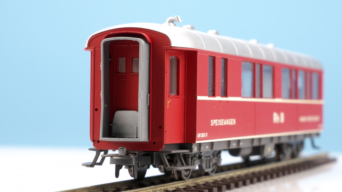 BEMO 3274 103 - RhB WR 3813 Speisewagen 4-achsig, rot 70er Jahre - ww ...