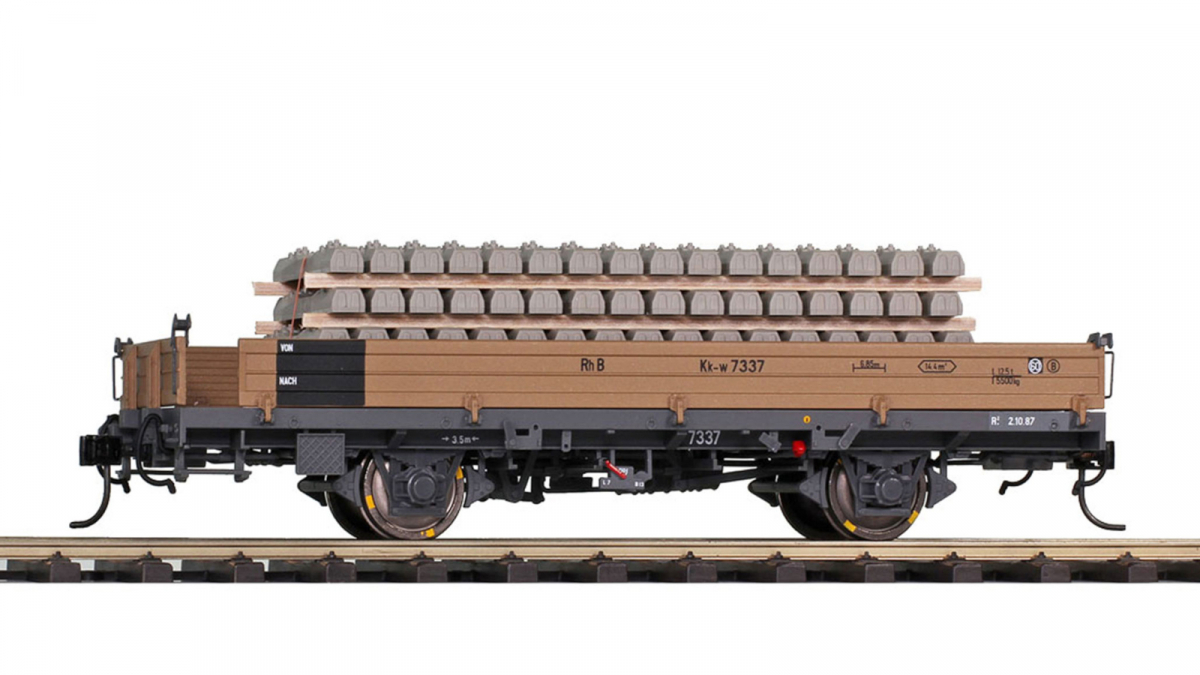 BEMO 9463 104 0m - RhB Kk-w 7314 Niederbordwagen mit Drehrungen 2-ach ...