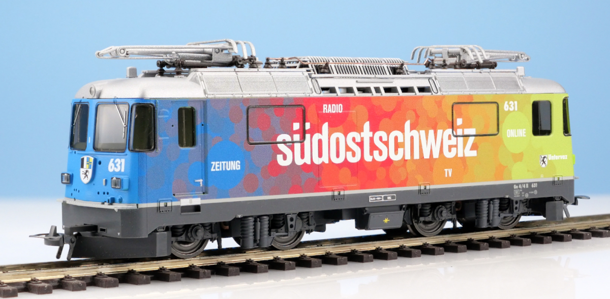 BEMO 1358 175 - RhB Ge 4/4 II 631 "Untervaz" Elektrolokomotive, bunt ...