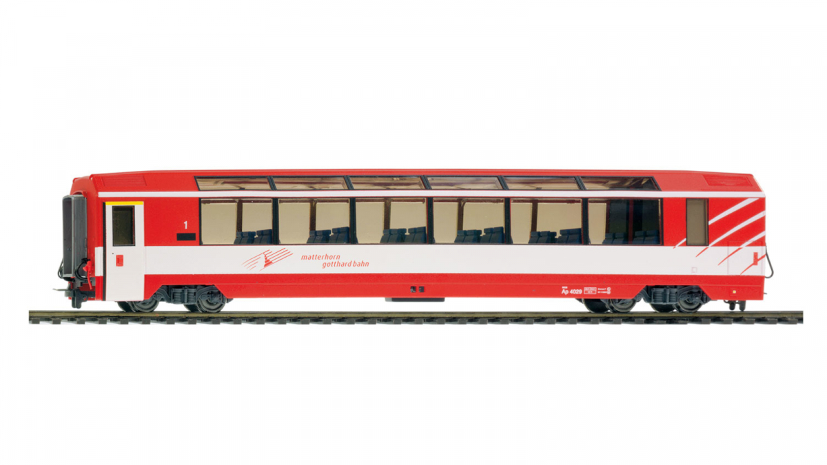 BEMO 3288 564 - MGB Api 4034 Panoramawagen 4-achsig 1. Klasss, rot/we ...